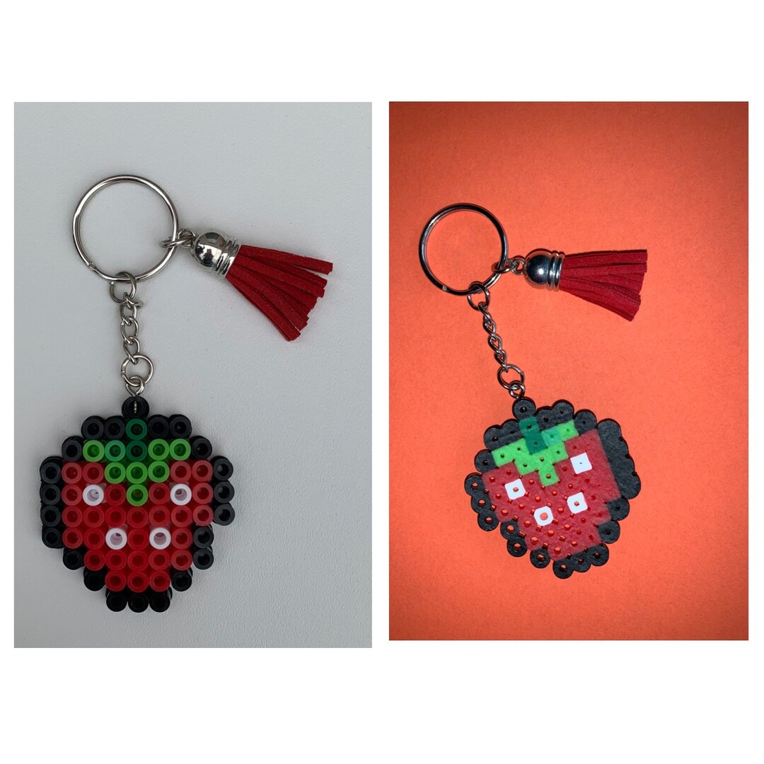 Perler Beads Strawberry Us Keychain - Etsy