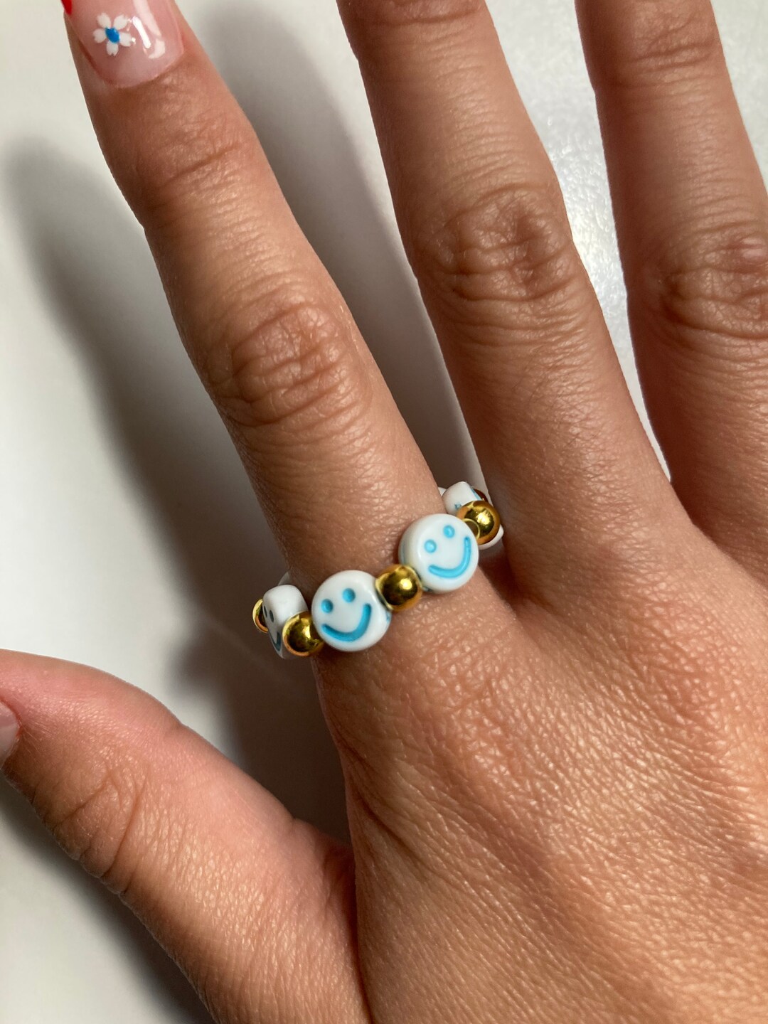 Blue Smiley Ring - Etsy