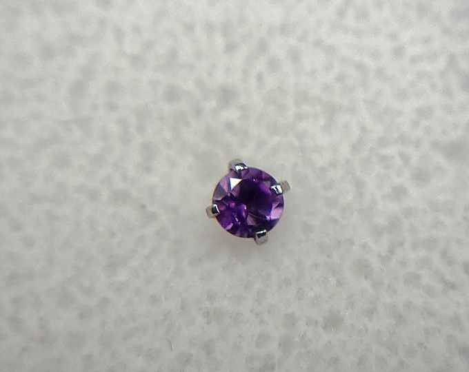 Purple Nose Stud, Amethyst CZ Diamond Nose Ring, 18g 20g 22g Nose Screw ...
