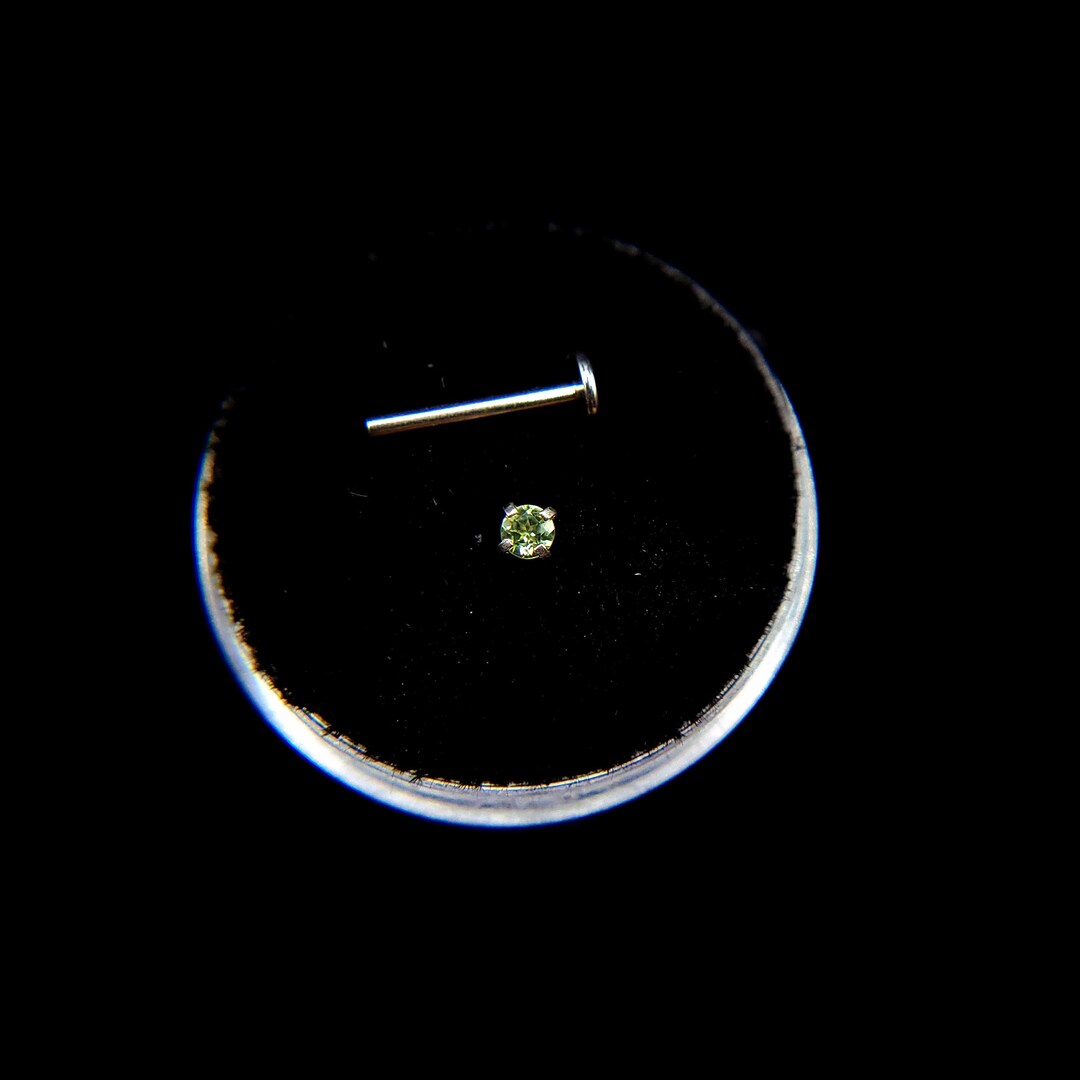 Natural Peridot Push Pin Flat Back Nose Stud Piercing, 2mm, 6-12mm ...