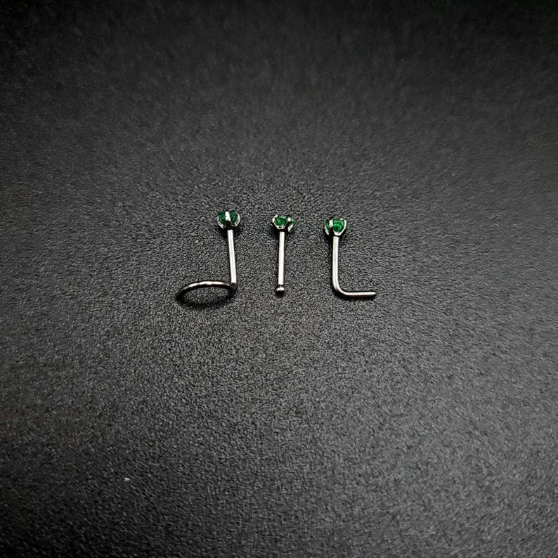Peridot Nose Stud, 18g, 20g, 22g, Surgical Steel, Screw, Bone, L-bend ...