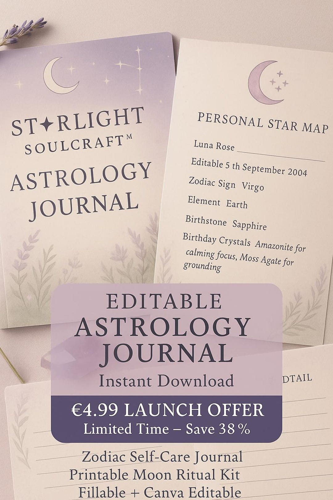 Zodiac Astrology Journal Printable – Birth Chart Self-care Guide | Star ...
