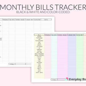 Monthly Bills Tracker Printable Budget Planner PDF Budget - Etsy