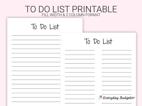 To Do List Printable Lined Paper Digital Download Daily Task | Etsy