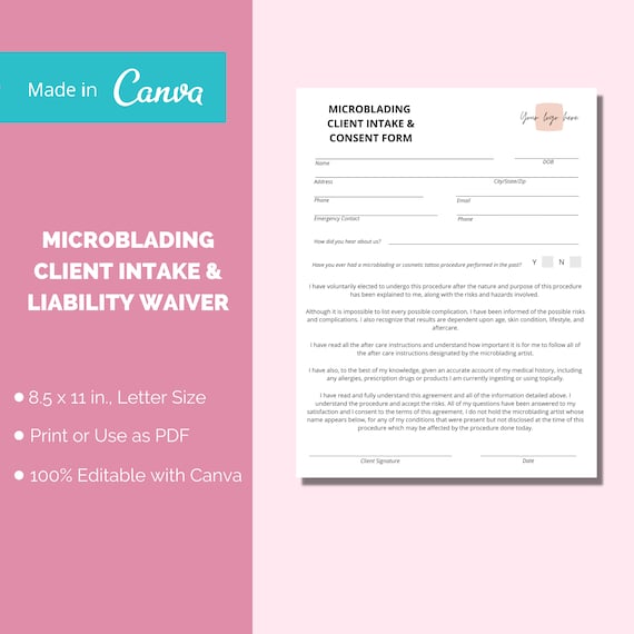 Microblading Consent Form Microblading Waiver Microblading | Etsy