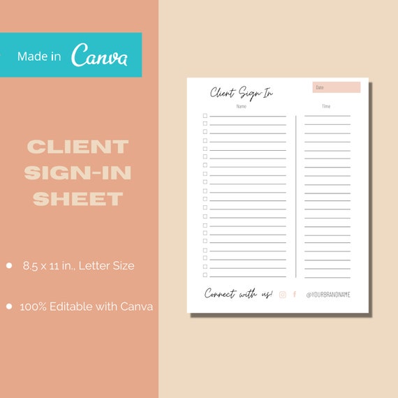 Printable Client Sign-in Sheet Template DIY Template - Etsy Ireland