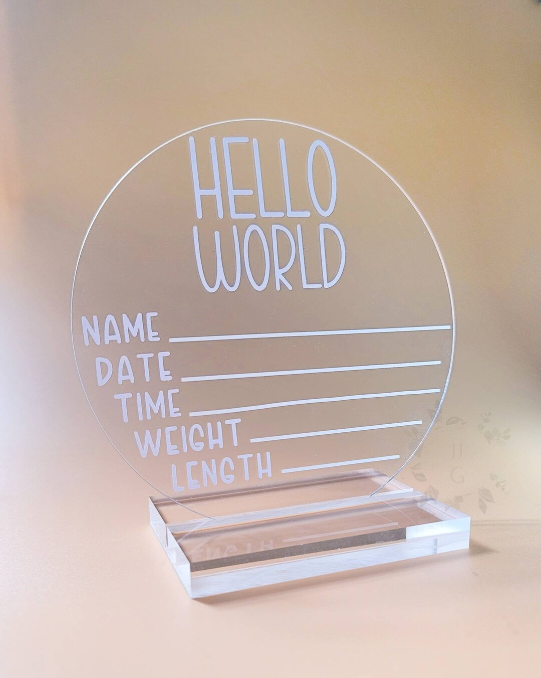 Newborn Announcement, Fillable, Baby announcement, Acrylic Milestone ...