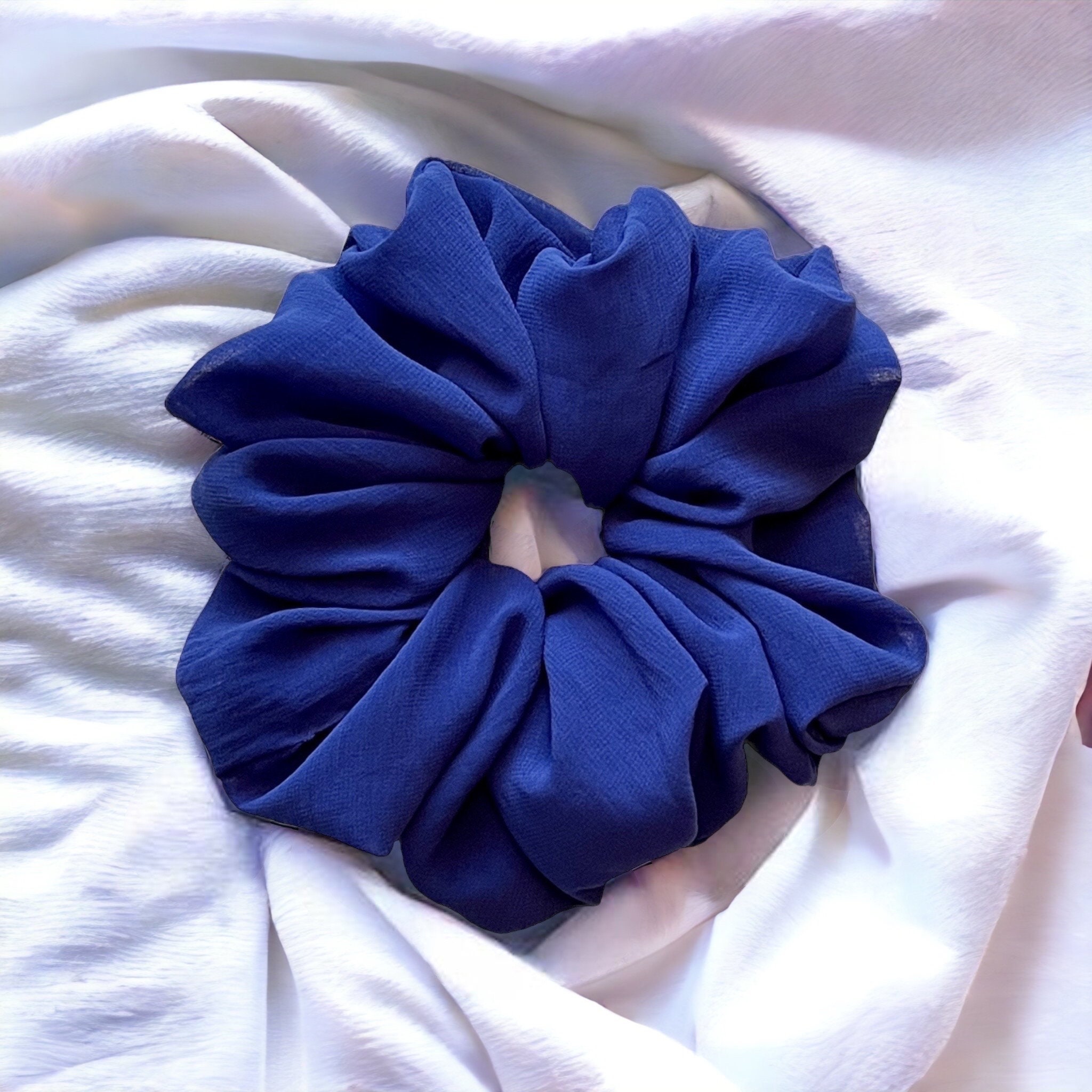 Royal Blue Scrunchie, Jumbo Scrunchie, Chic, Chiffon, Accessory ...