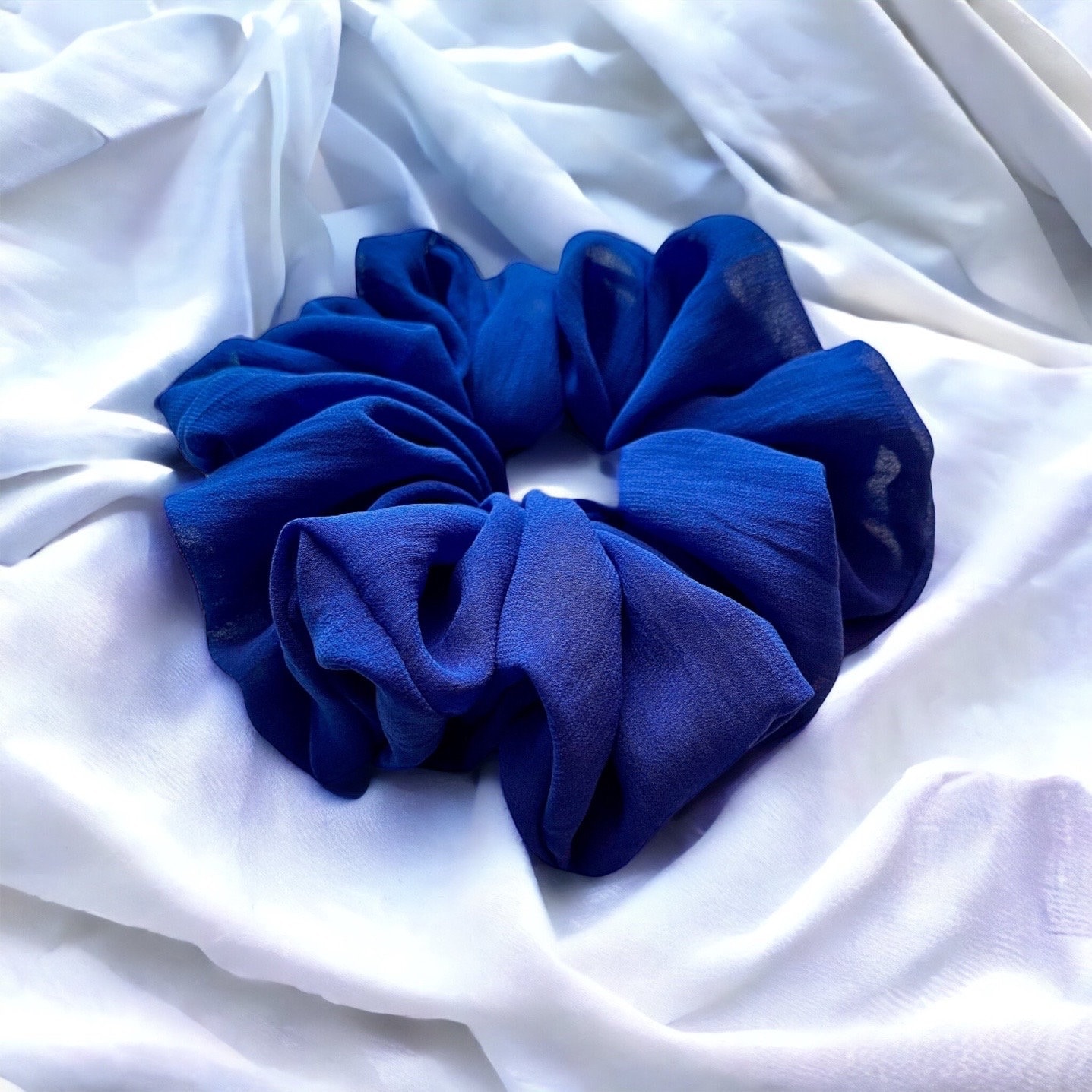 Royal Blue Scrunchie, Jumbo Scrunchie, Chic, Chiffon, Accessory ...
