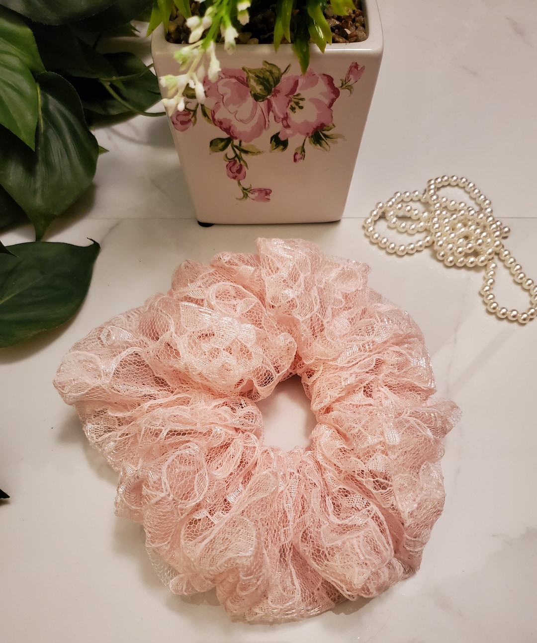 Lace Scrunchie, Luxury, Pink Lace, Red Lace, Jumbo Scrunchie, Elegant ...