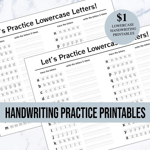 Printable Handwriting Worksheets Lowercase Handwriting | Etsy