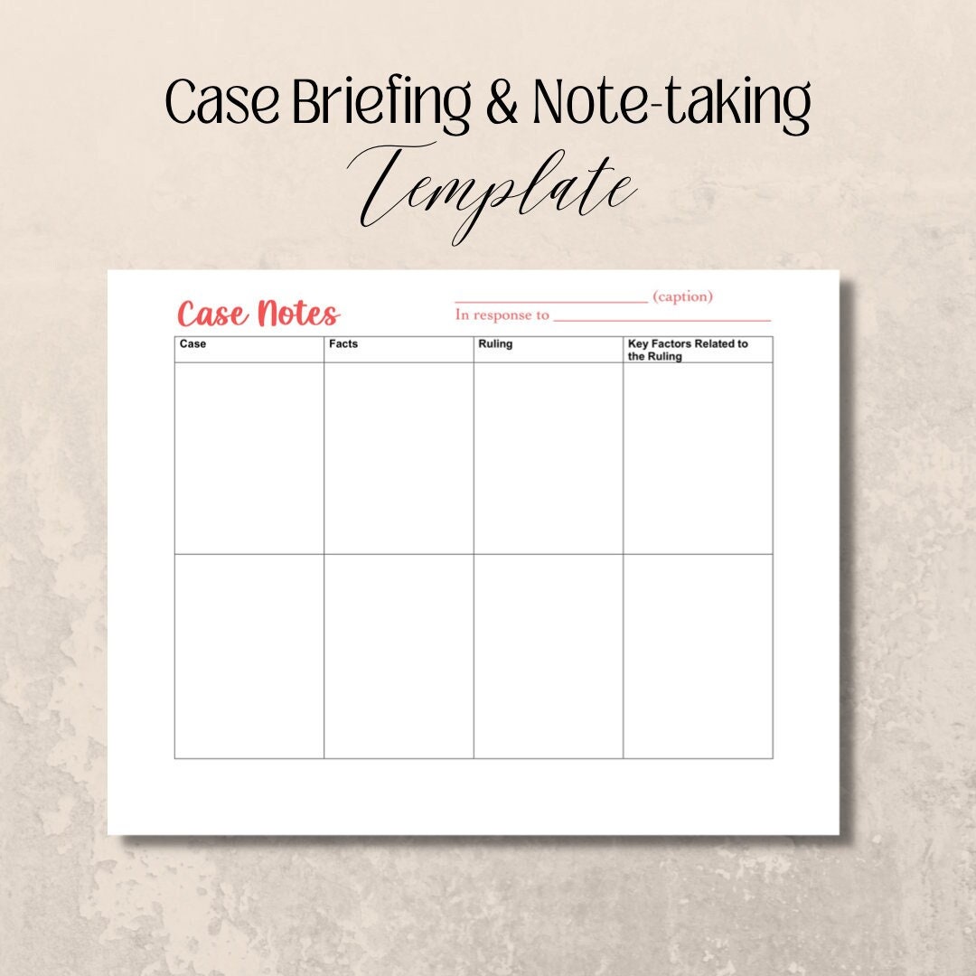 Case Briefing and Case Note-taking Template - Salmon Pink (law School ...