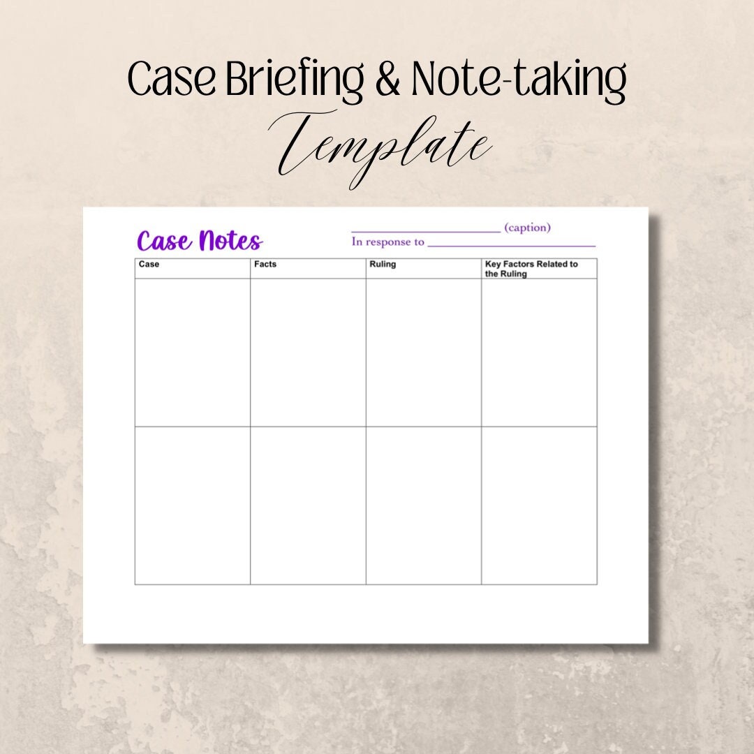 Case Briefing and Case Note-taking Template - Purple (law School, Law ...