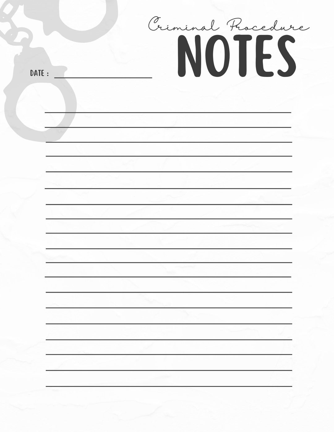 Law School Notes Criminal Procedure Law Student Notes Template - Etsy