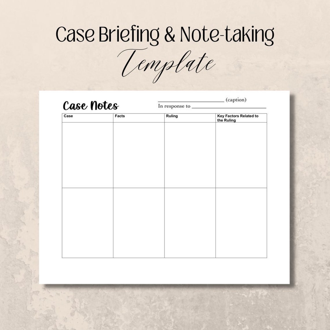 Case Briefing and Case Note-taking Template law School, Law Clerks ...