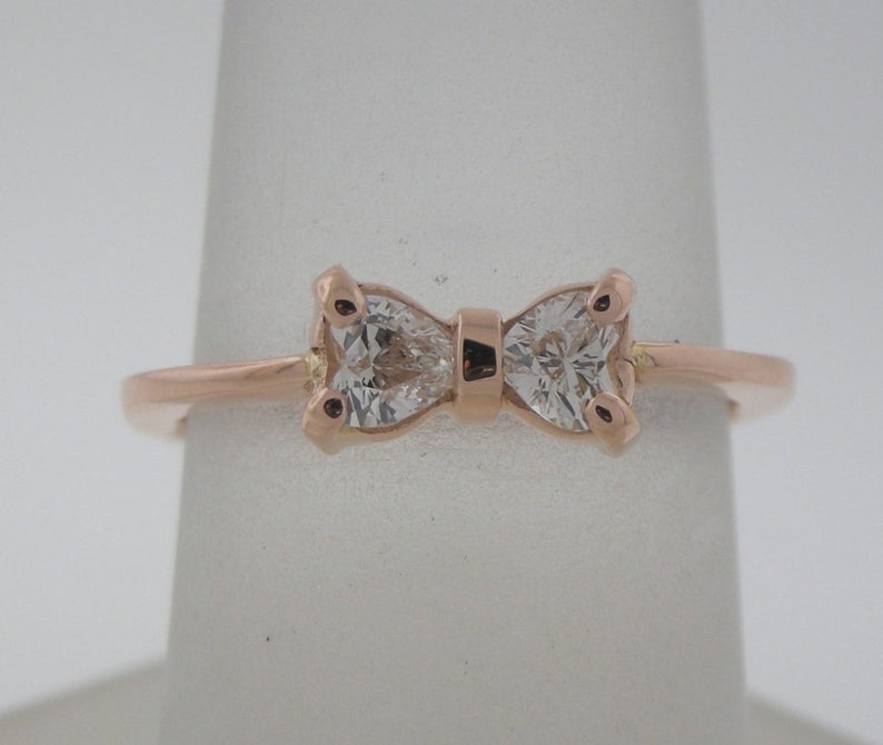 Adorable Rose Gold Diamond Bow Ring - Etsy