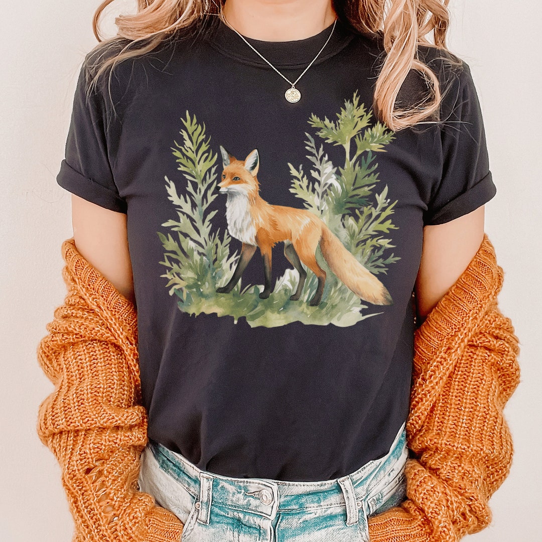 Vintage Fox Shirt: Enchanted Forest Watercolor Animal Tee - Etsy