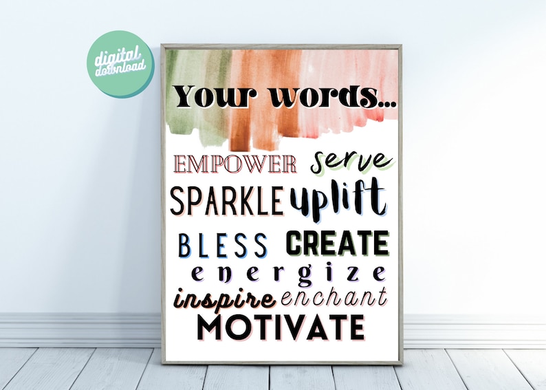 Your Words Printable, Speech Therapy Poster, Speech Therapy Decor ...