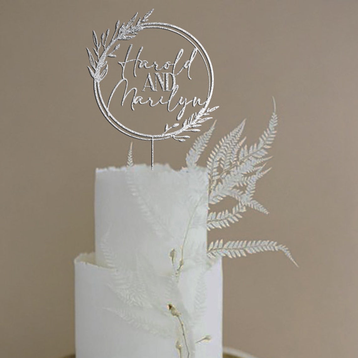 Boho Floral Wedding Cake Topper With Rustic Wreath / Mr and - Etsy