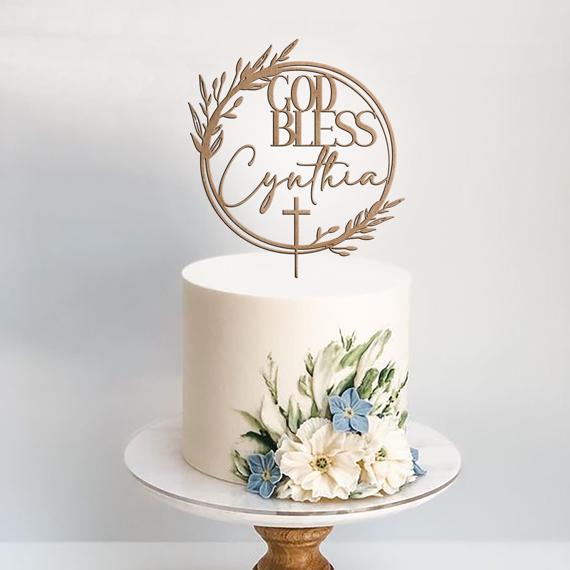 Personalized Baptism Cake Topper With Wreath / Custom - Etsy Canada