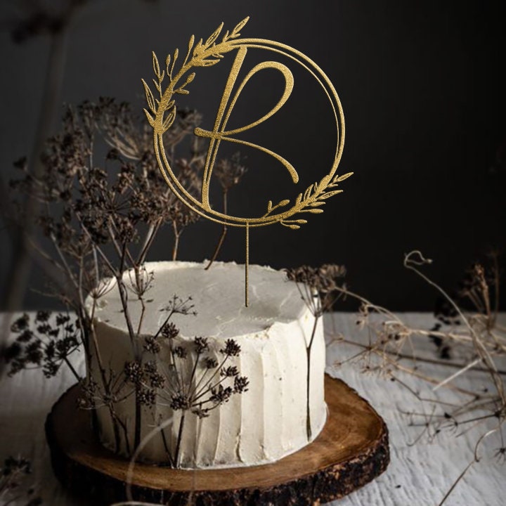 Boho Floral Wedding Cake Topper With Rustic Wreath / Mr and - Etsy