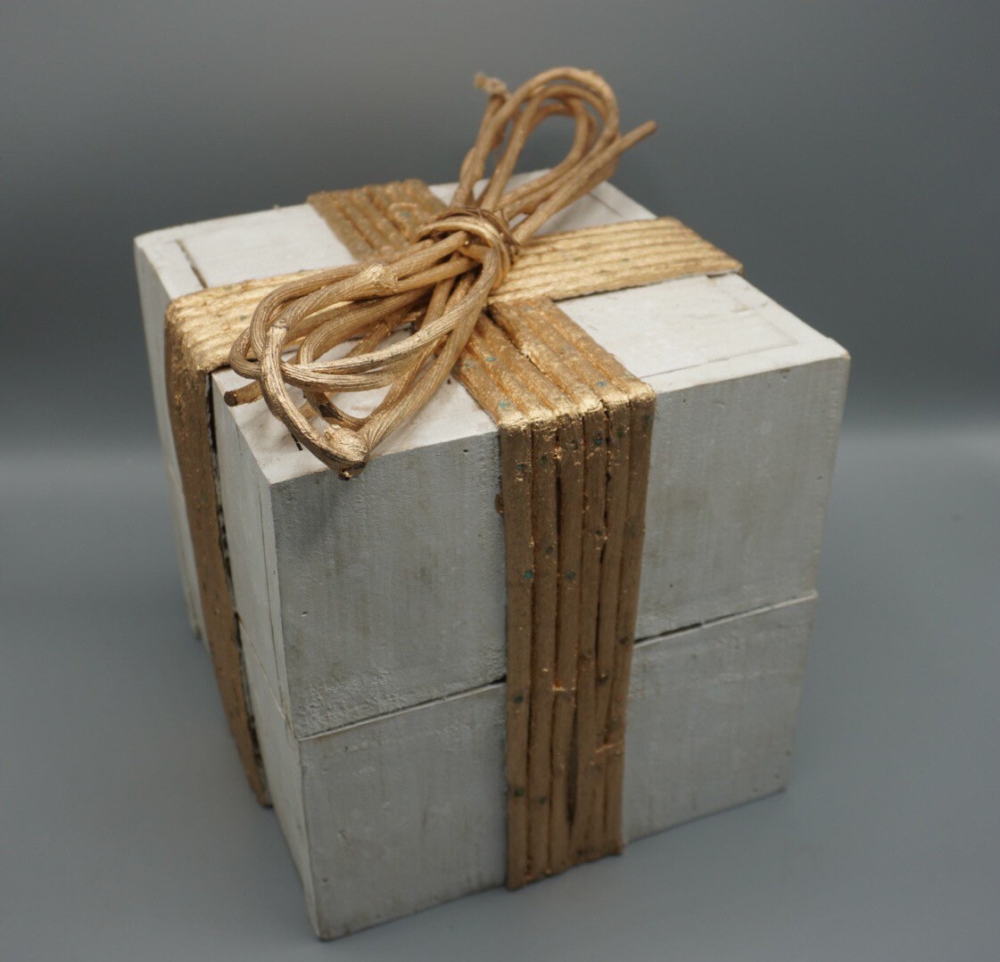 Wooden Gold and Wicker Gift Box - Etsy
