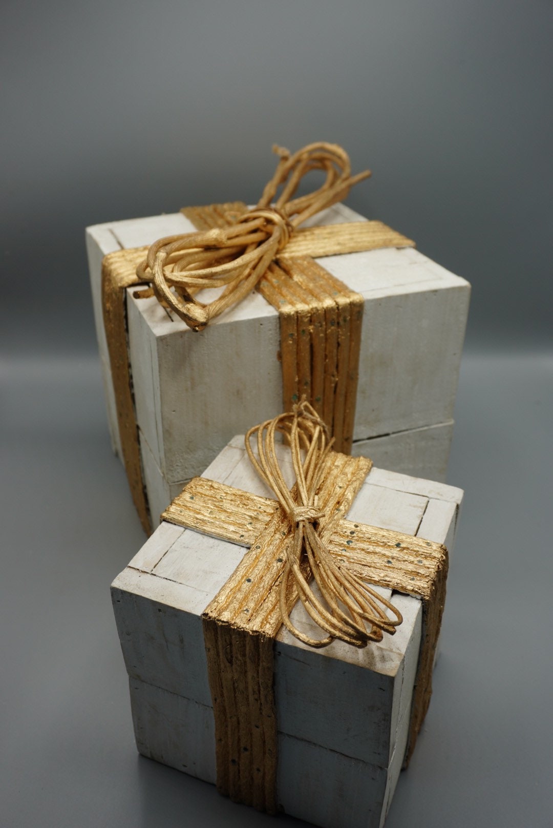 Wooden Gold and Wicker Gift Box - Etsy