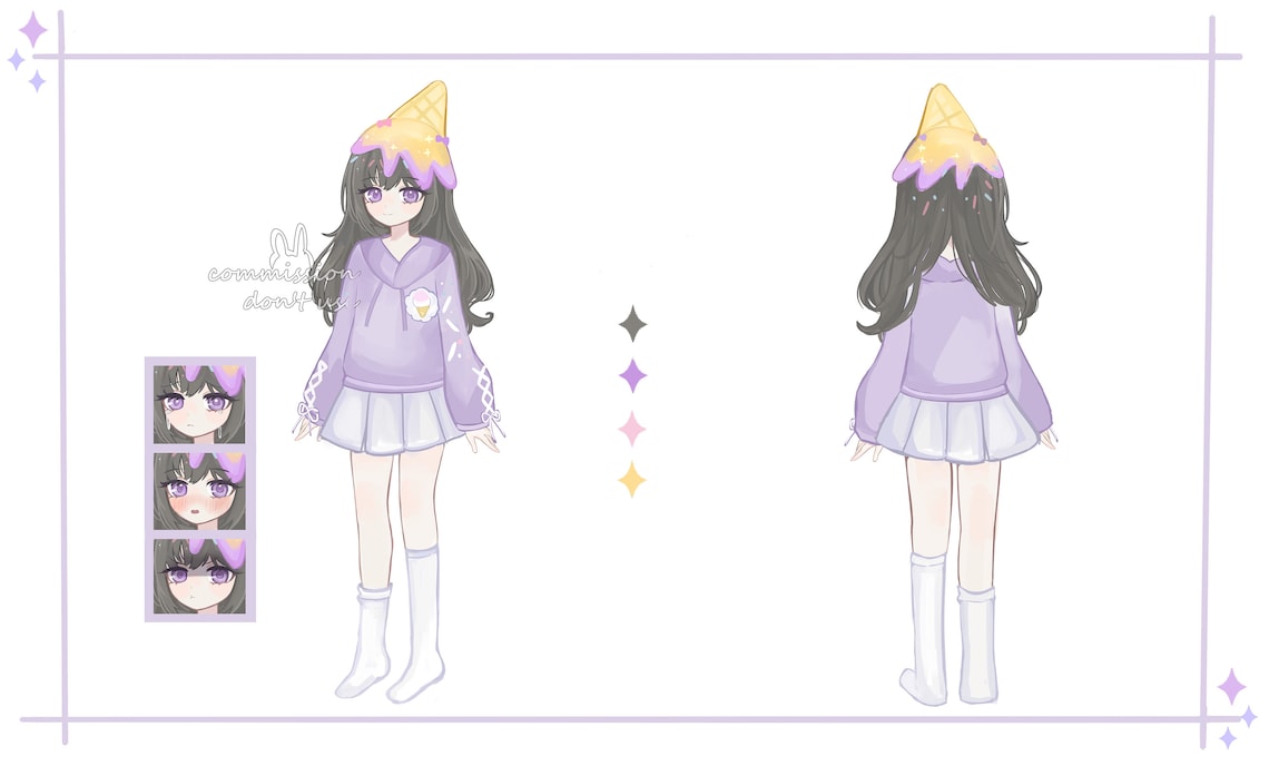 Custom Anime Character Reference Sheet: Vtuber, OC Design (commercial ...