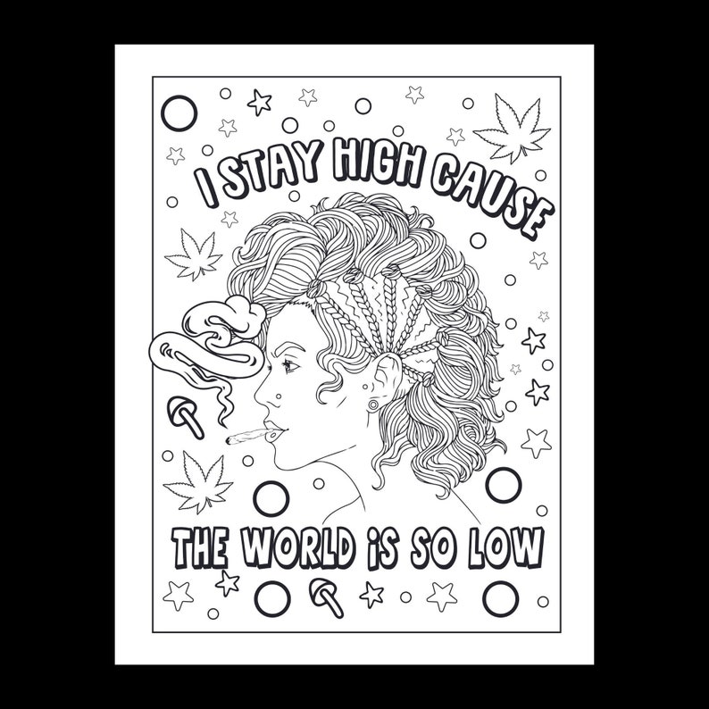 5 Stoner Babe Coloring Pages for Adults - Etsy