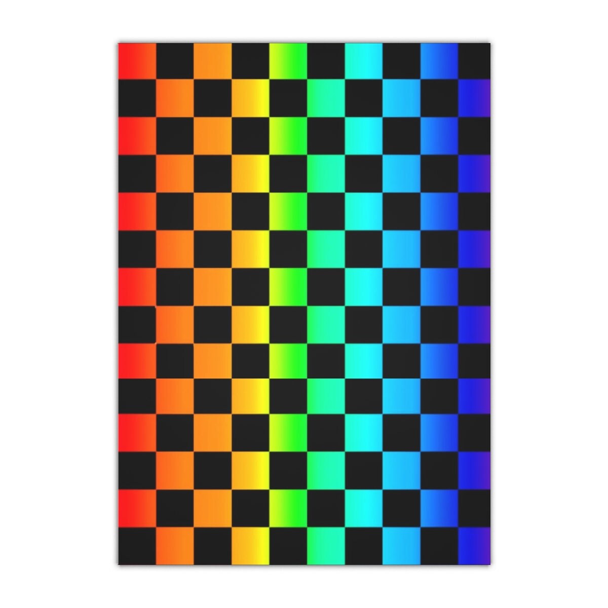 Neon Bright Wrapping Paper, Checker Paper, Rainbow Checkered Pattern ...