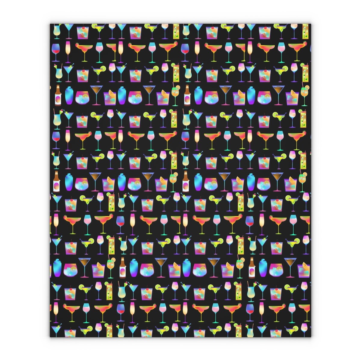 Cocktail Wrapping Paper Gift Wrap for Wine Bottles and Bar Accessories ...