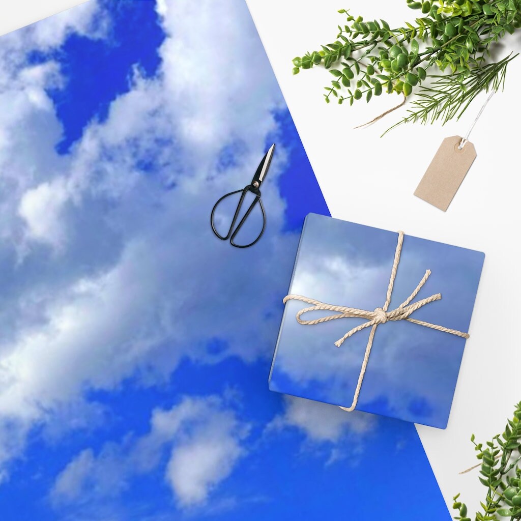 Sky Wrapping Paper, Cloud Giftwrap, Blue Skies Wrapping Paper, Cool Sky ...