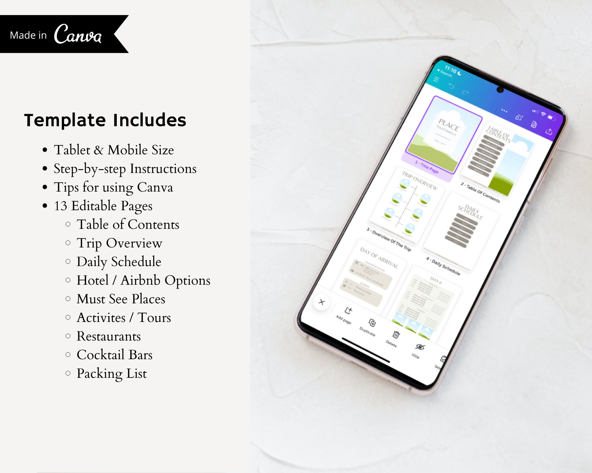 Travel Itinerary Template Travel Planner Printable Travel Guide Digital