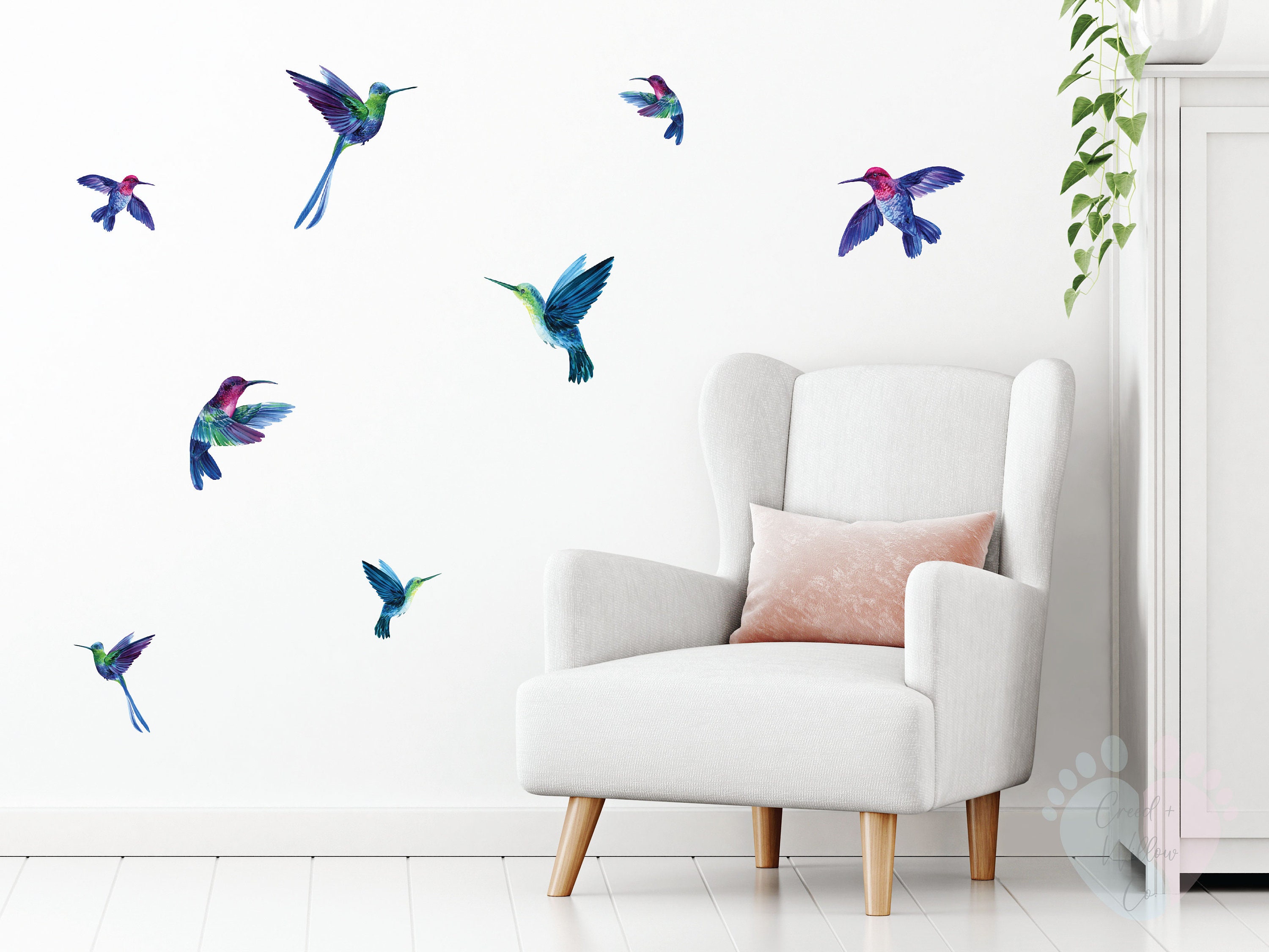 Purple Humming Bird Decals, Bird Wall Stickers - Etsy