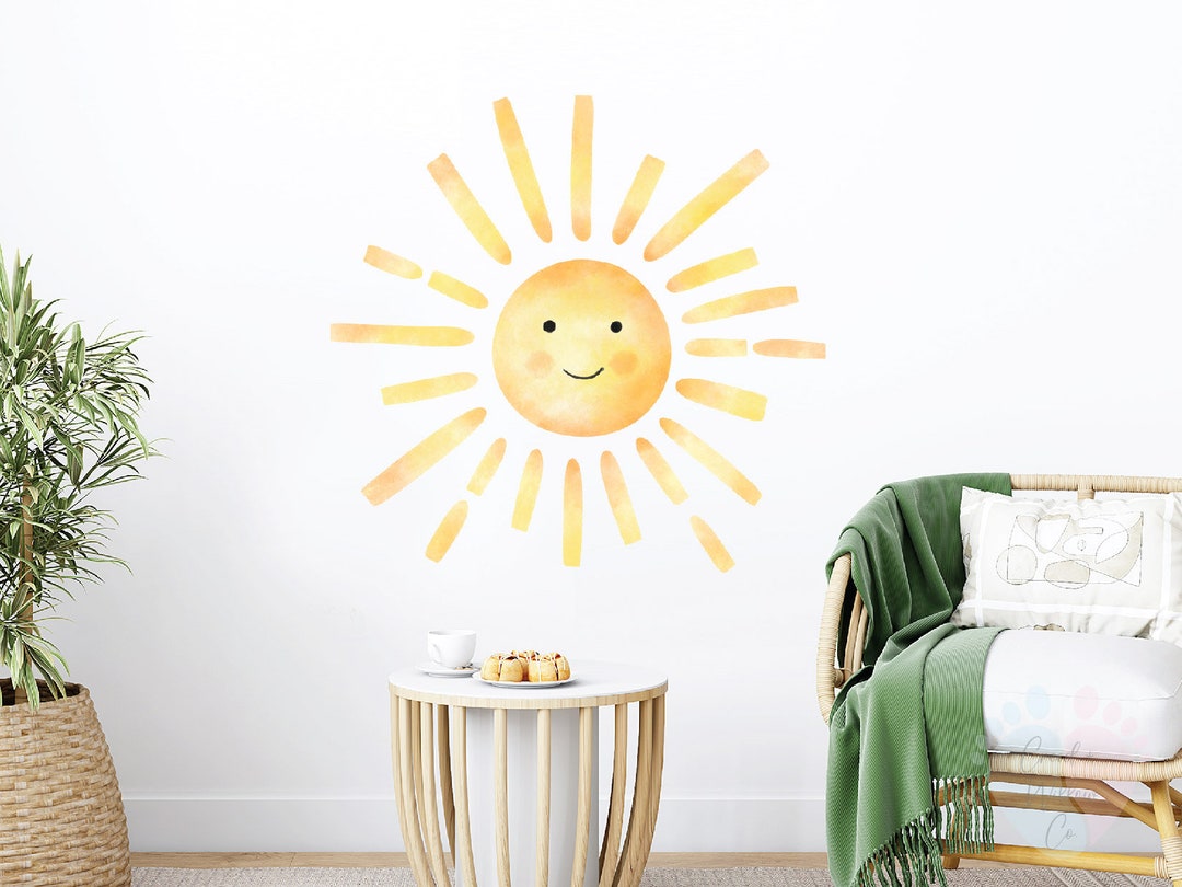 Smiling Sun Wall Decal: Removable Nursery Sticker - Etsy
