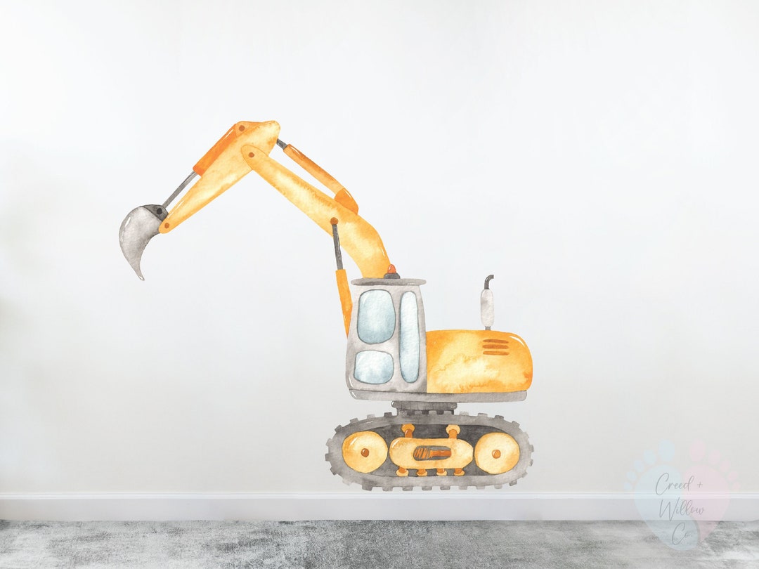 Excavator Wall Decal: Construction Truck Sticker, Boy Room Decor - Etsy