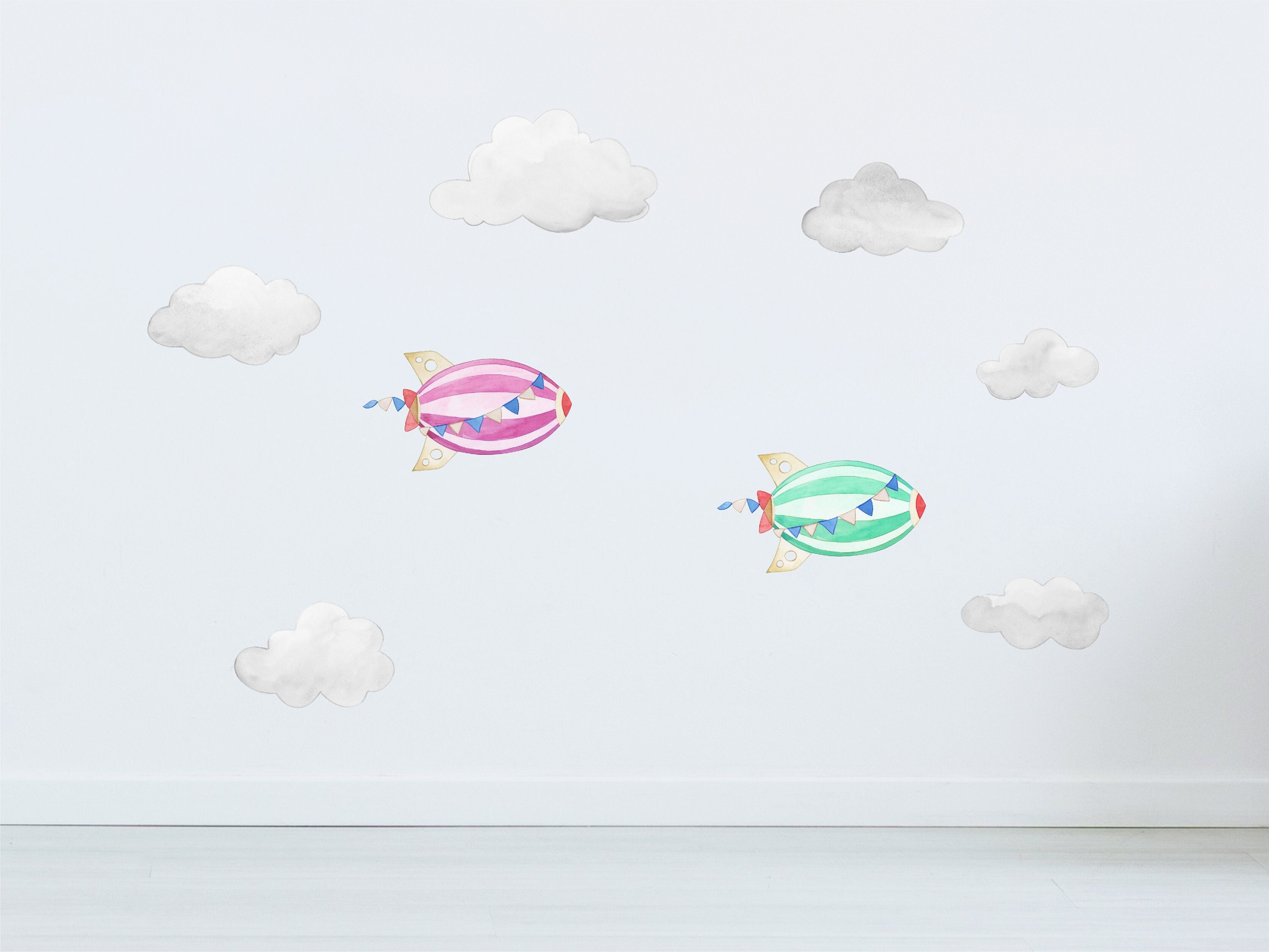 Wall Decals & Murals Blimp with Bunting Fabric Wall Decal 2 Pack of ...