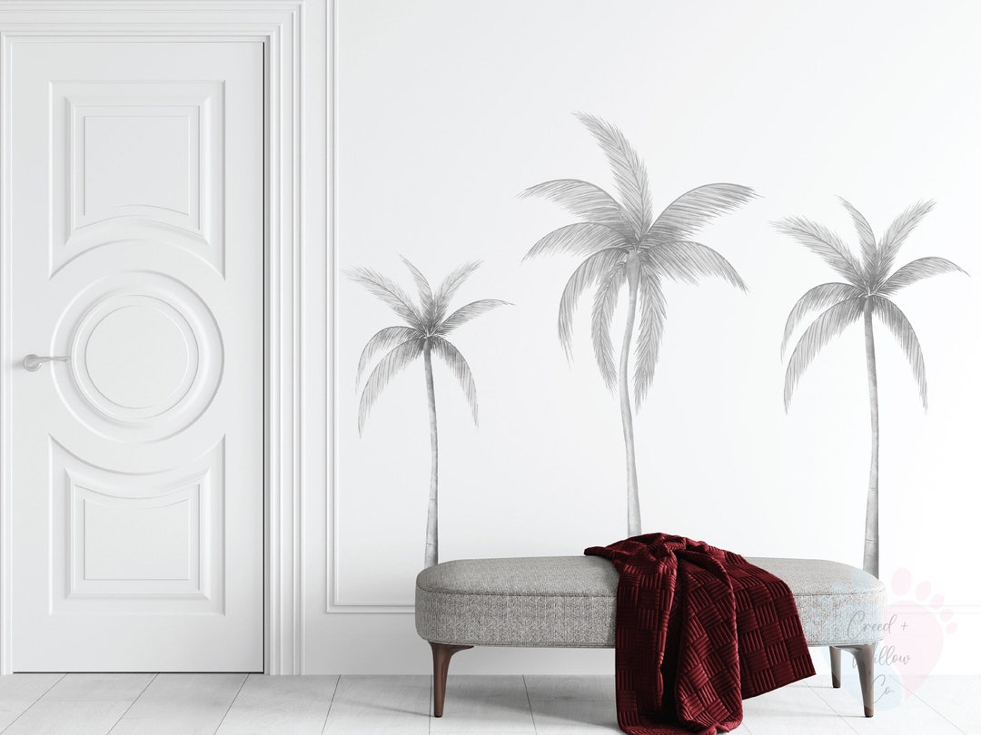 Tropical Palm Tree Wall Decals, Grey Palm Tree Nursery Wall Stickers - Etsy