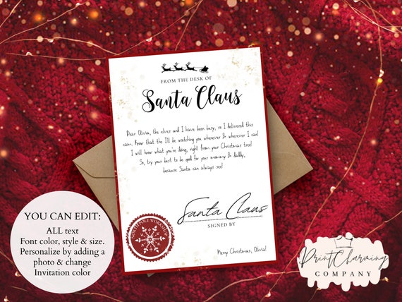 EDITABLE Santa Cam Letter Santa Instant Download Printable - Etsy