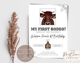 First Rodeo Birthday Invitation Template Boy Rodeo Invite - Etsy