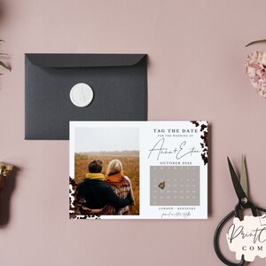 Western Wedding Tag the Date Template Photo Wedding | Etsy
