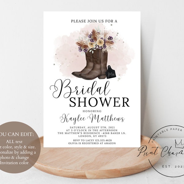 Country Western Bridal Shower Invitations - Etsy