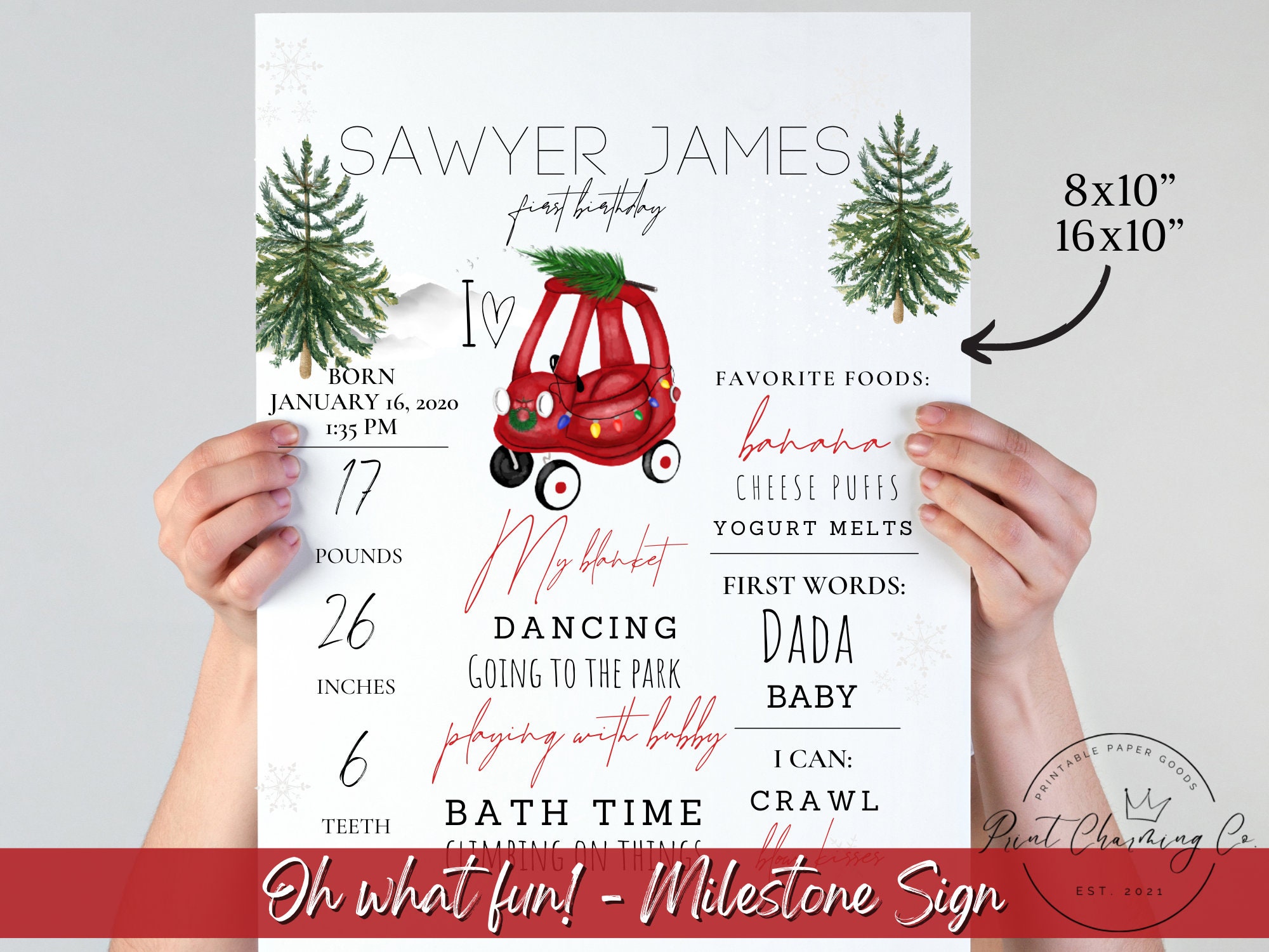 EDITABLE Oh What Fun Holiday Milestone Template Winter - Etsy