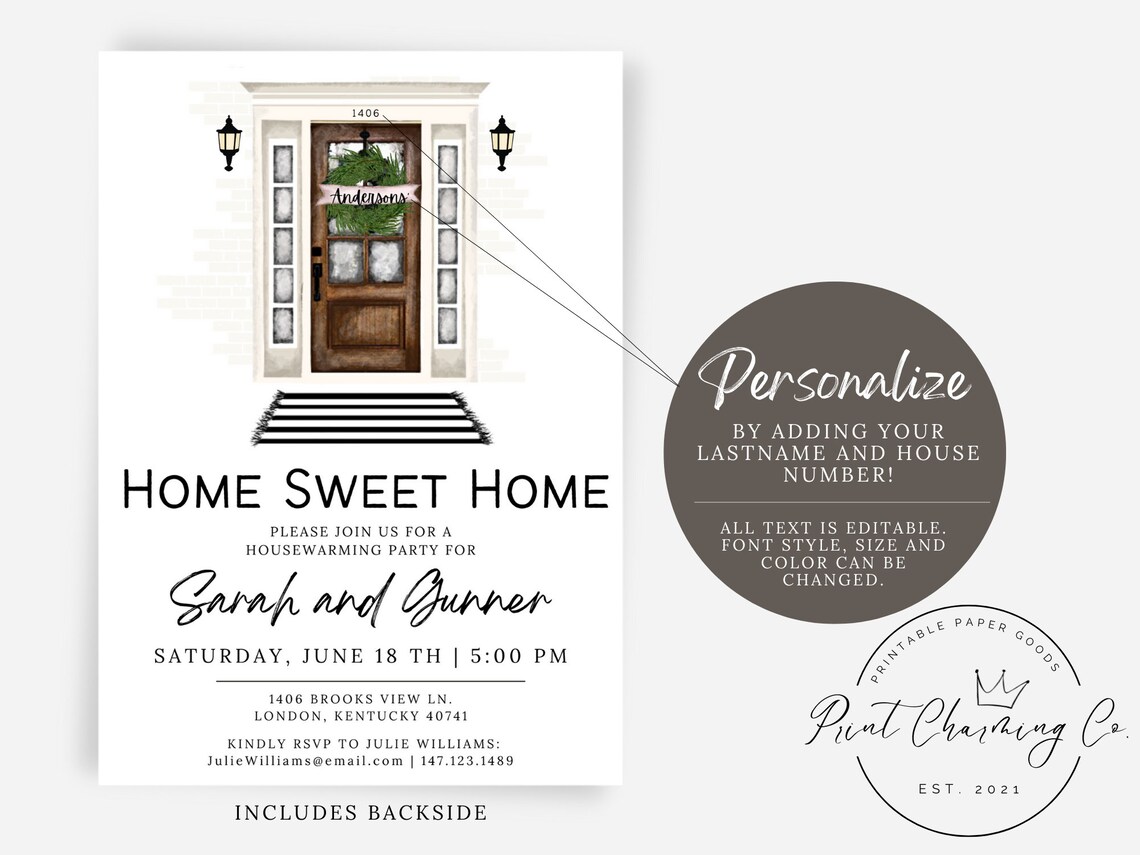 Personalized Door Housewarming Party Invite New Home - Etsy