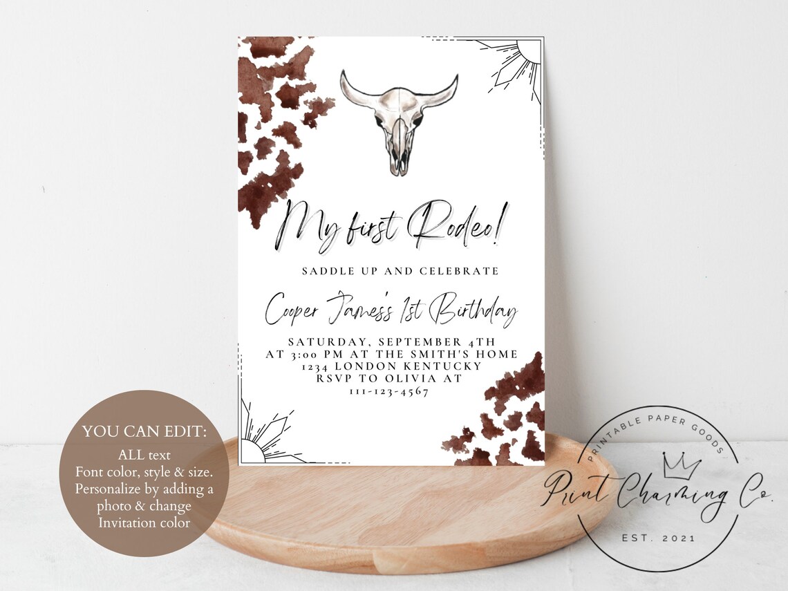 My First Rodeo Birthday Invitation Western First Birthday - Etsy