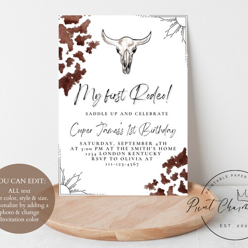 My First Rodeo Birthday Invitation Western First Birthday - Etsy