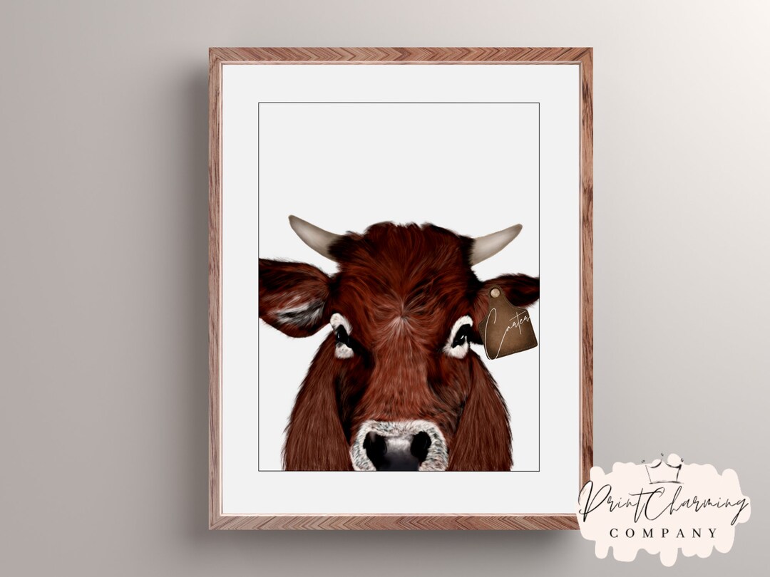 Personalized Cow Print, Printable Wall Art, Nursery Decor Print ...