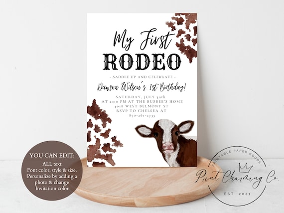 My First Rodeo Birthday Invitation Western First Birthday - Etsy