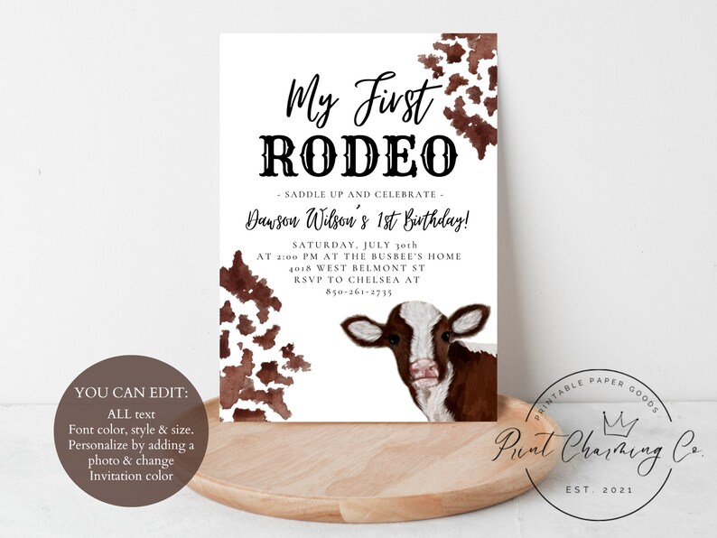 My First Rodeo Birthday Invitation Western First Birthday - Etsy