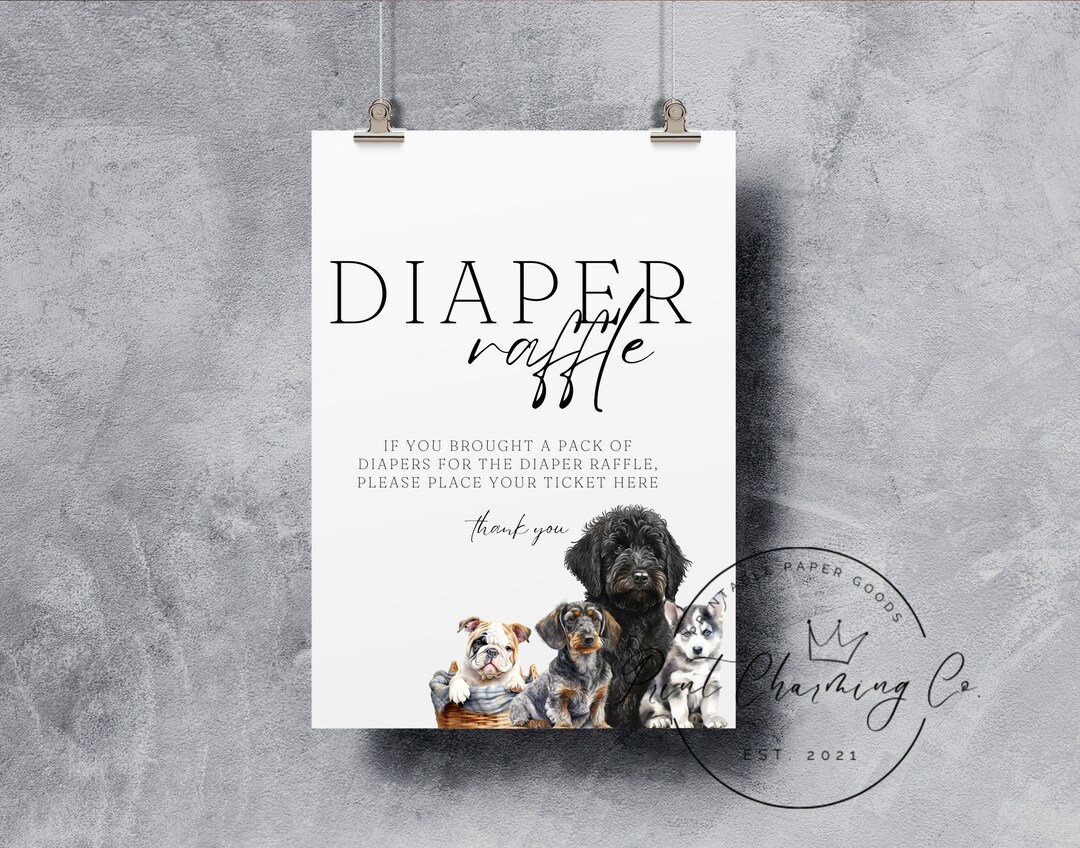 Frogs, Snails and Puppy Dog Tails Baby Shower Diaper Raffle Sign, Dog ...